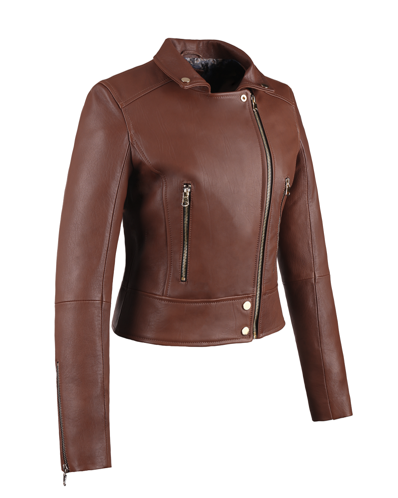 Skórzana Ramoneska Damska Maja Brown Chiaro Rozmiar 3XL/46 Kolor Brown ...